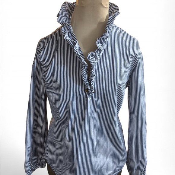 Elizabeth McKay | Tops | Elizabeth Mckay Blue And White Striped Blouse ...